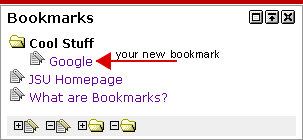 The default selection is to create a "New Top Level Bookmark". This ...
